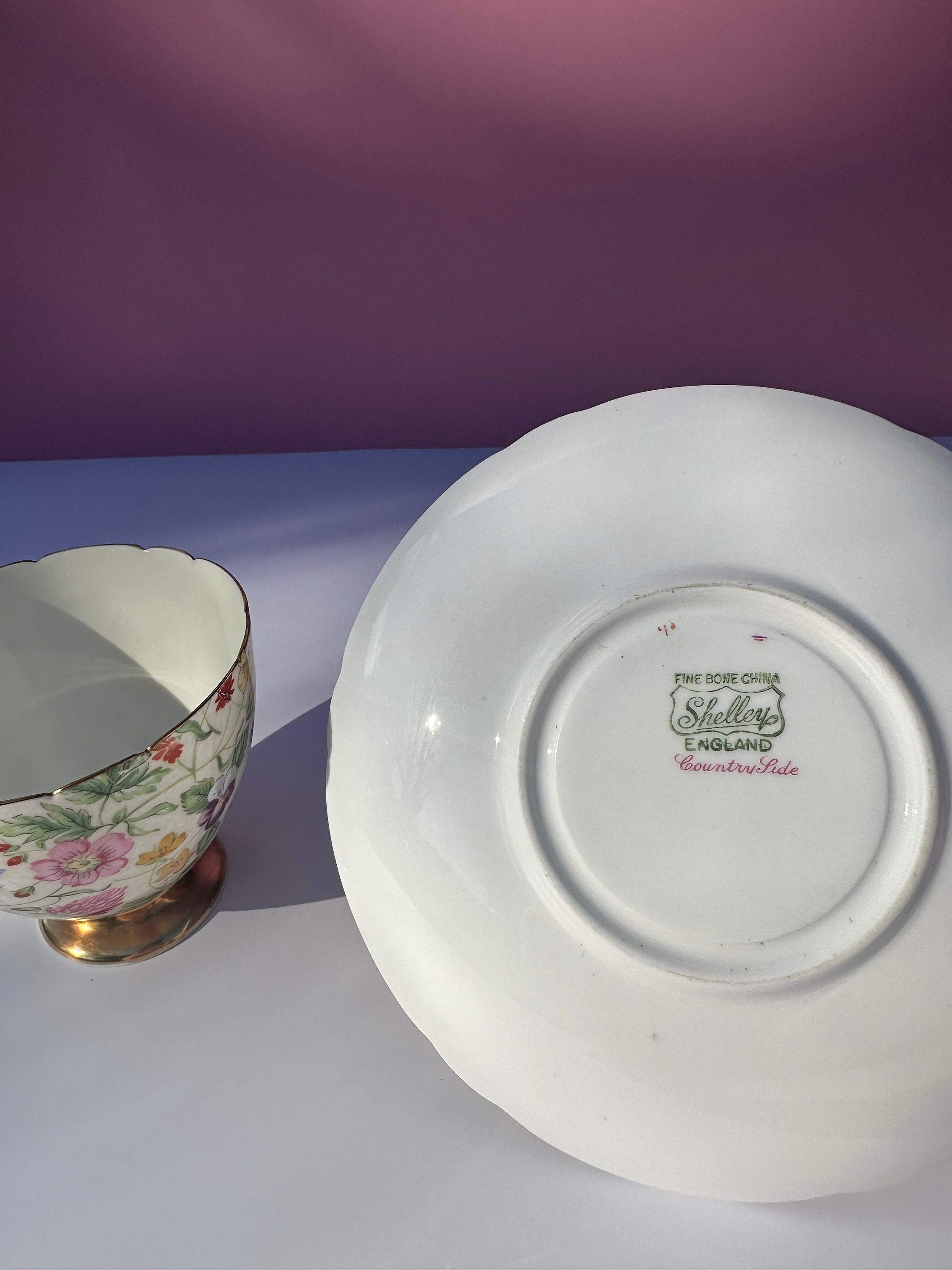 Vintage Rare Shelley Countryside England Fine Bone China Floral Chintz ...