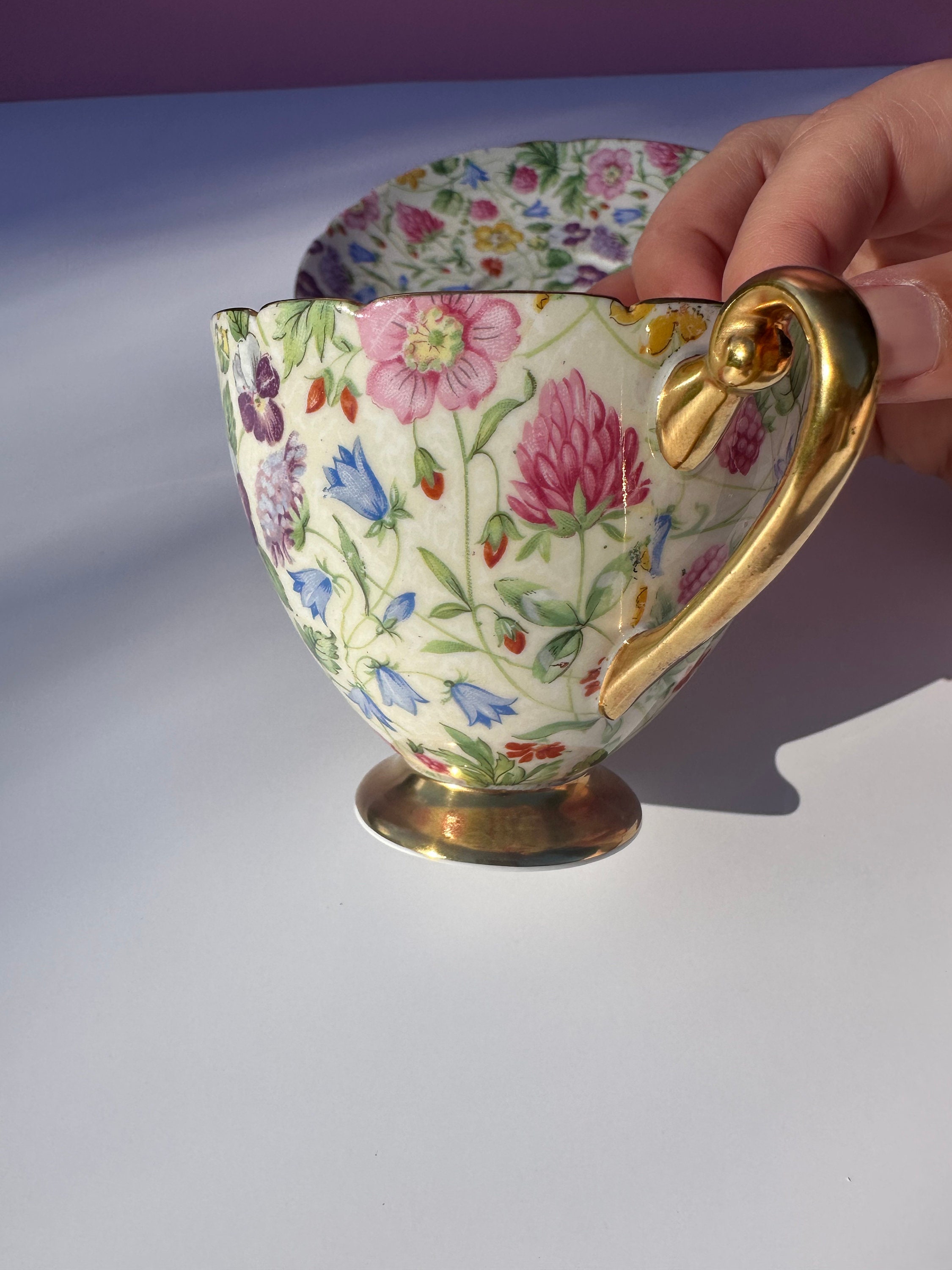 Vintage Rare Shelley Countryside England Fine Bone China Floral Chintz ...