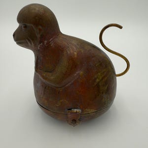 Rare 1960's Vintage Brass Monkey Trinket Box Container - Etsy