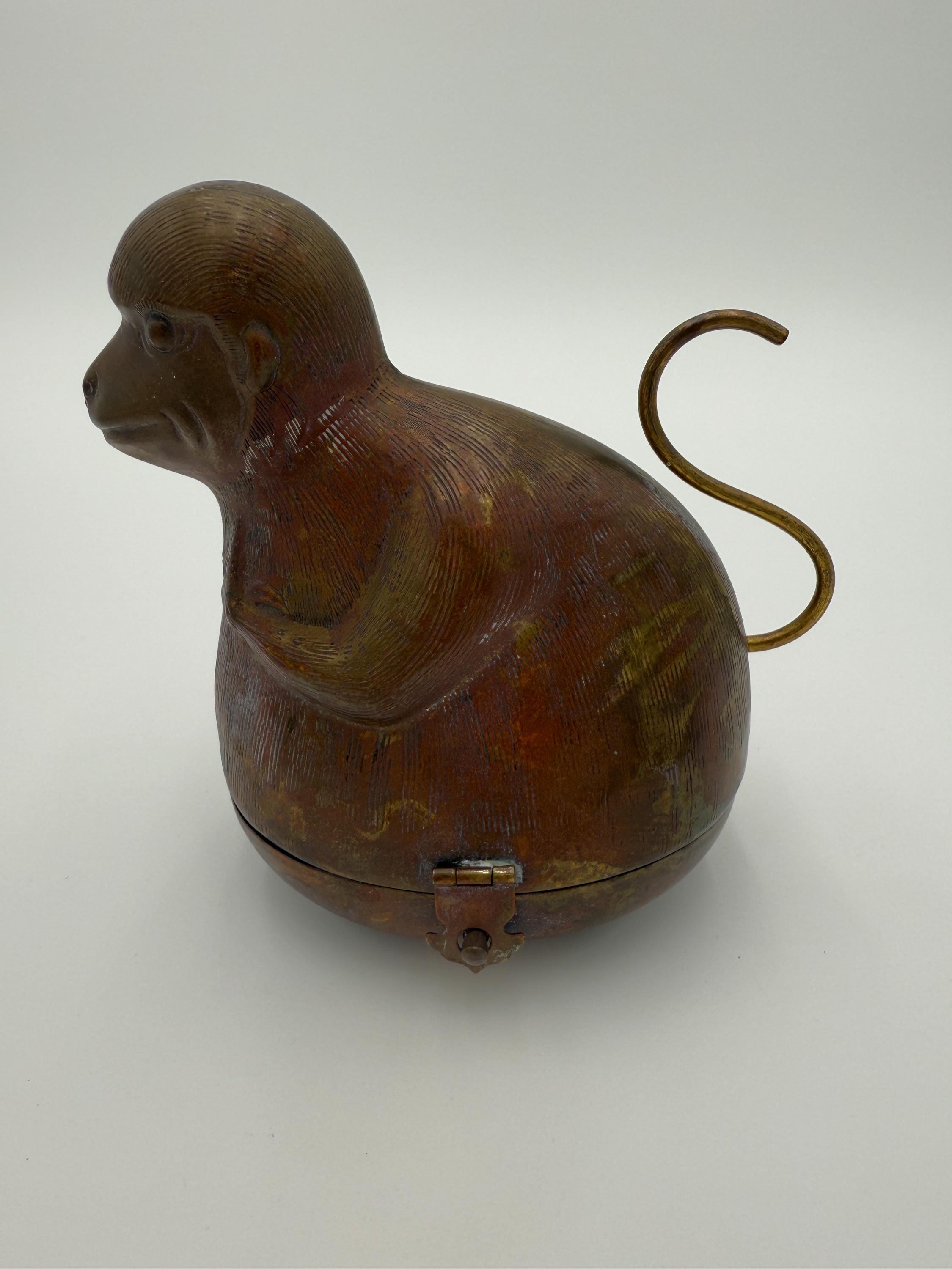 Rare 1960's Vintage Brass Monkey Trinket Box Container - Etsy
