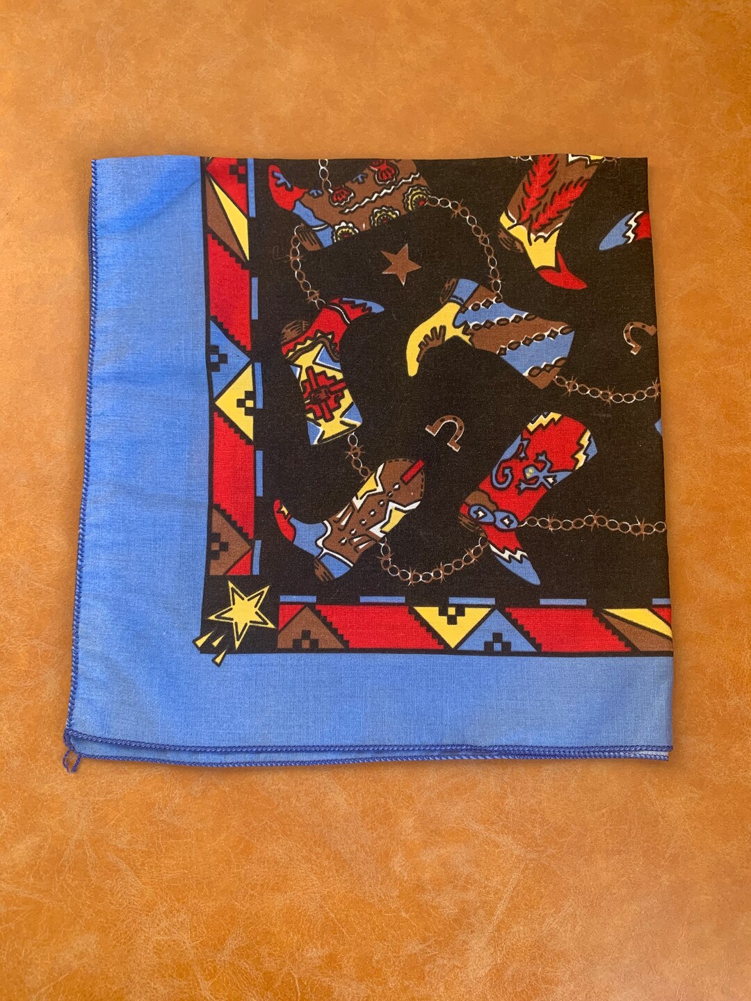 Vintage 1980’s Western Cowboy Boots Bandana - Etsy