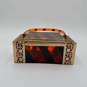 Rare 1950's Vintage Tyrolean NY Tiger Tortoiseshell Lucite Ornate Gold ...