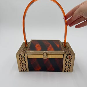 Rare 1950's Vintage Tyrolean NY Tiger Tortoiseshell Lucite Ornate Gold ...