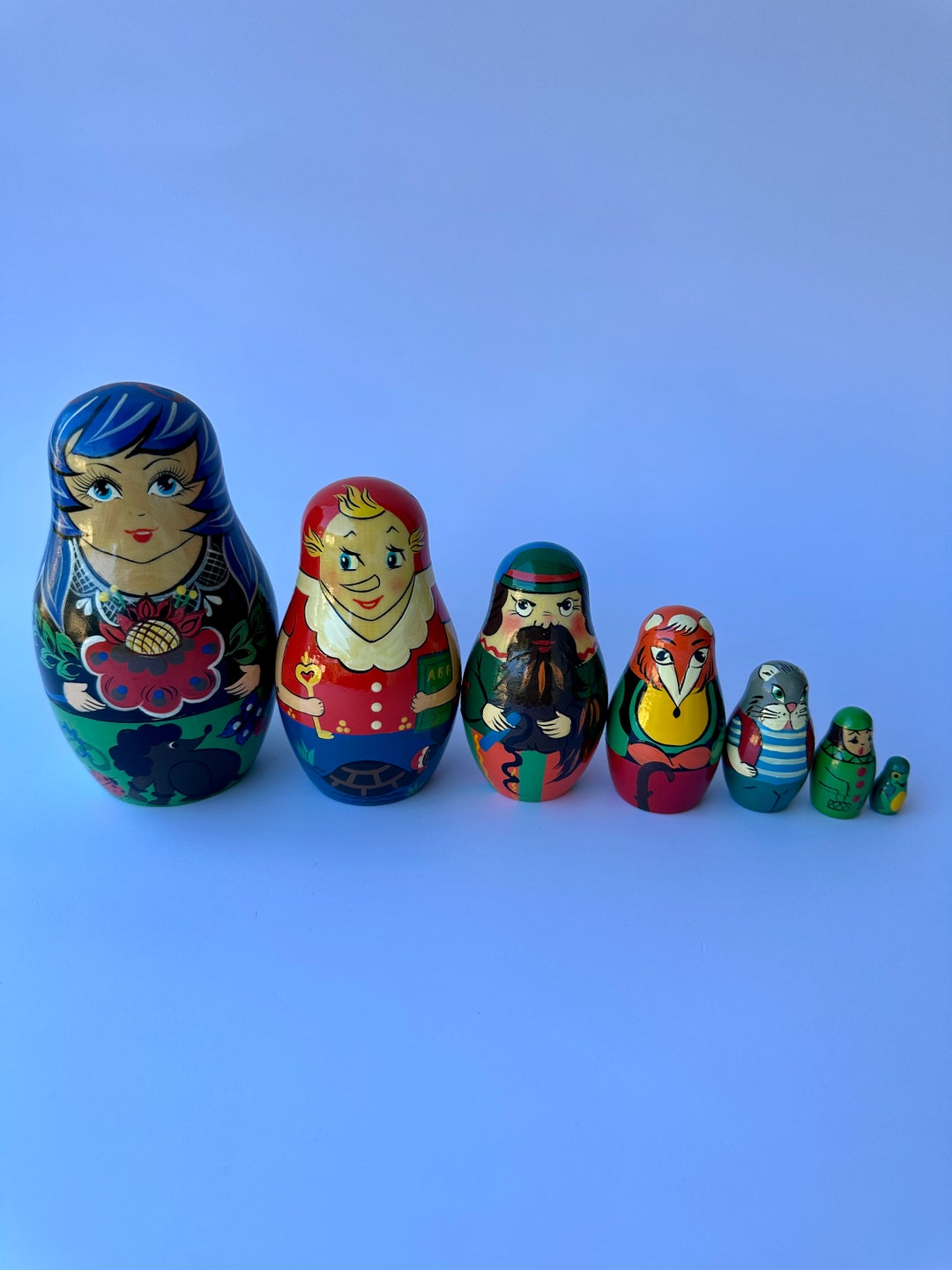 Rare Vintage Hand Painted Pinocchio Seven Piece Russian Nesting Doll - Etsy