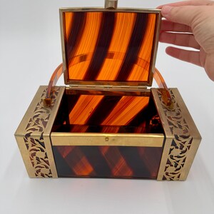 Rare 1950's Vintage Tyrolean NY Tiger Tortoiseshell Lucite Ornate Gold ...