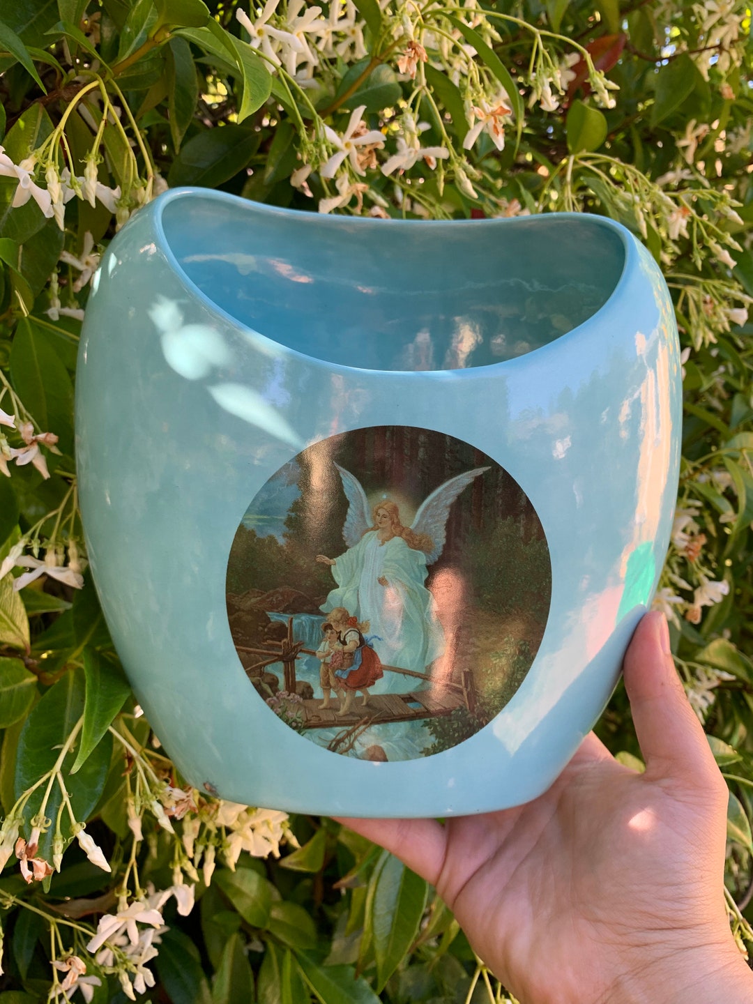 Rare Vintage Unique Light Blue Angel Scene Vase Decor - Etsy