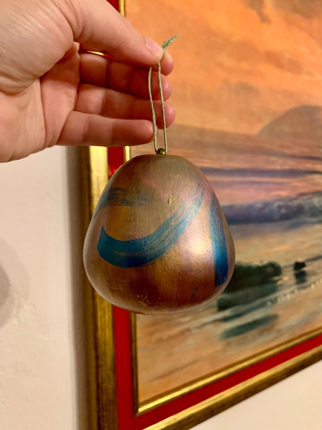 Vintage Colorful Pastel Iridescent Pear Shape Paper Mache Style Rattle ...