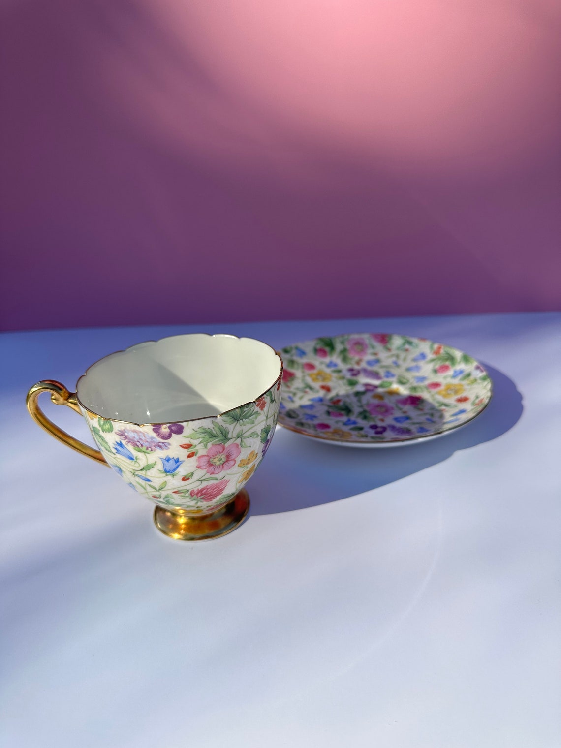 Vintage Rare Shelley Countryside England Fine Bone China Floral Chintz ...