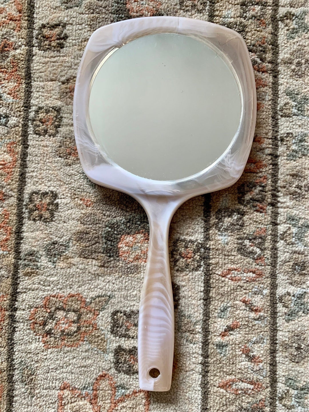 Vintage Lucite White Stripe Hand Mirror - Etsy