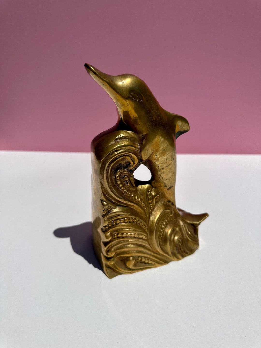 Vintage Large Solid Brass Dolphin on Waves Figurine Bookend - Etsy