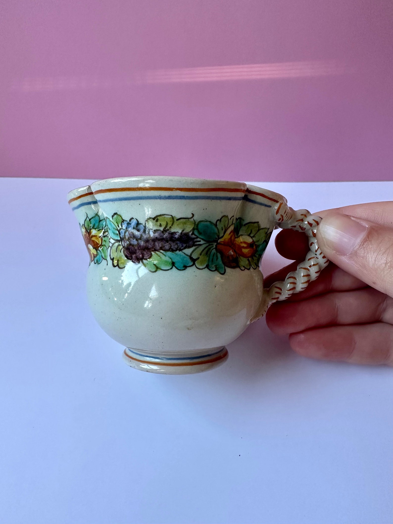 Vintage Italian Ceramic Espresso Mug: Floral Scalloped Art Pottery - Etsy