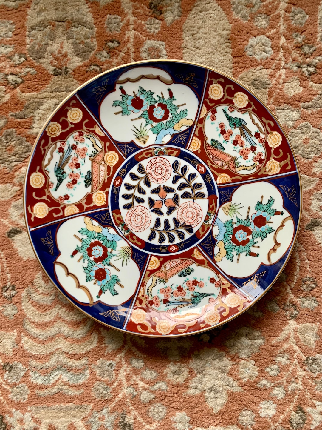 Vintage Large OMC Japan Hand Painted Porcelain Gold Imari Colorful ...