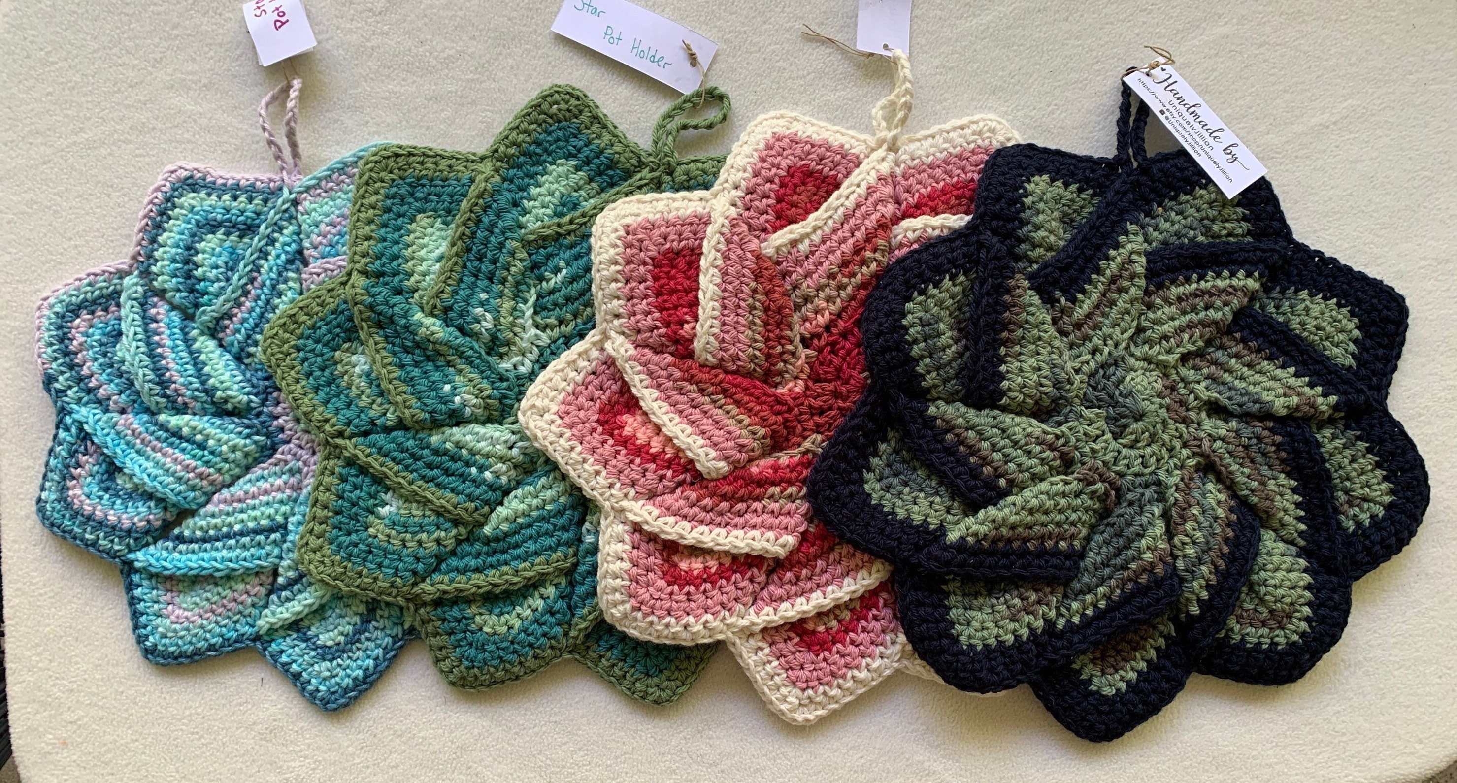 Star Flower Pot Holder - Crochet - Hot Pad - Trivet - Etsy