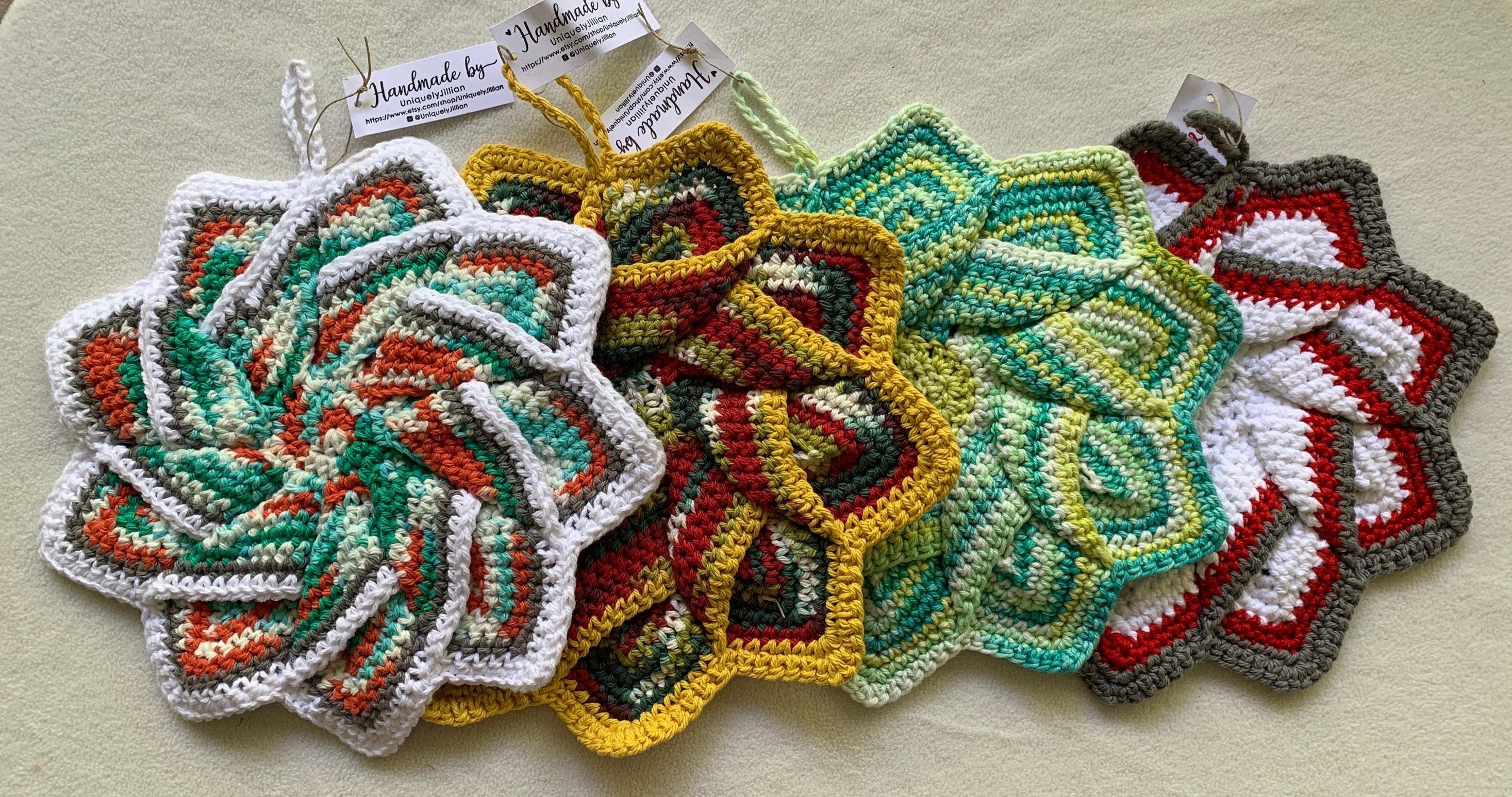 Star Flower Pot Holder - Crochet - Hot Pad - Trivet - Etsy