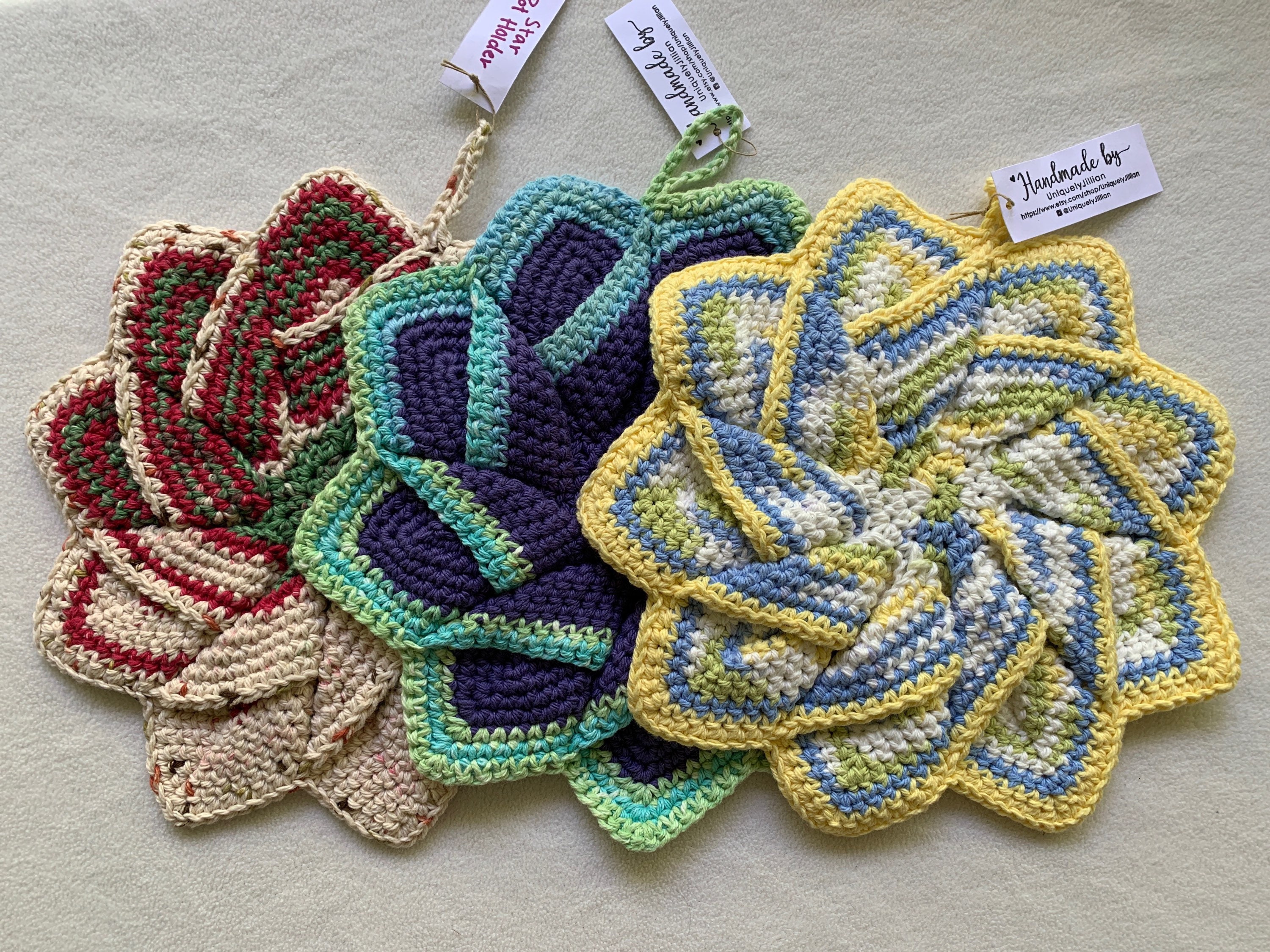 Star Flower Pot Holder - Crochet - Hot Pad - Trivet - Etsy