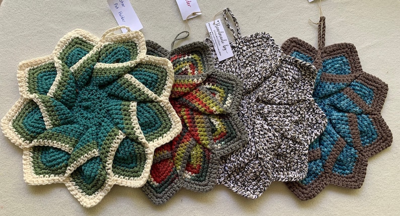 Star Flower Pot Holder - Crochet - Hot Pad - Trivet - Etsy