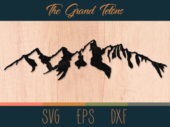 Teton Mountain Outline SVG Digital Cut File for Silhouette | Etsy