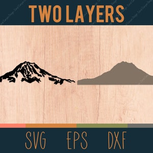Layered Mount Rainier SVG Outline | Digital Cut File | Two Layers ...