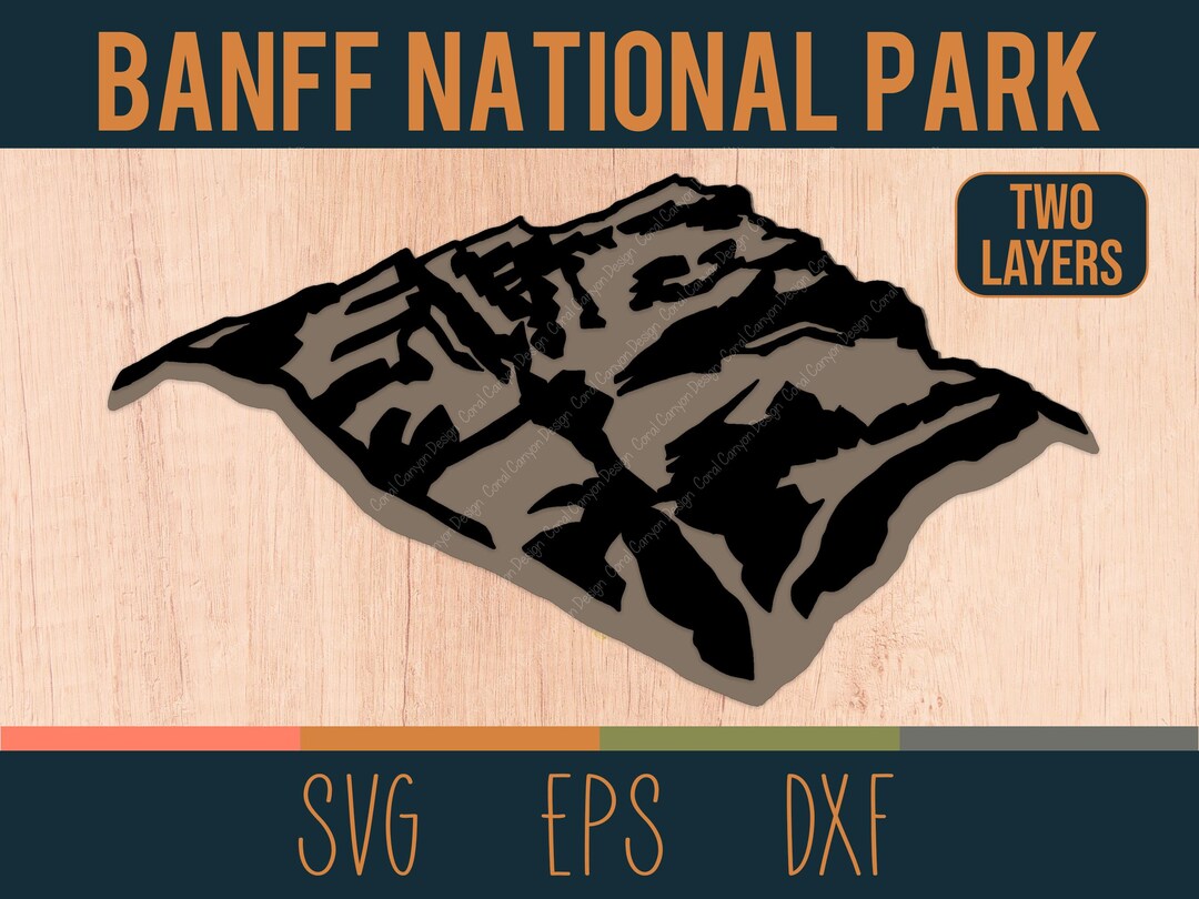 Layered Banff National Park SVG Outline Digital Cut File Two Layers ...