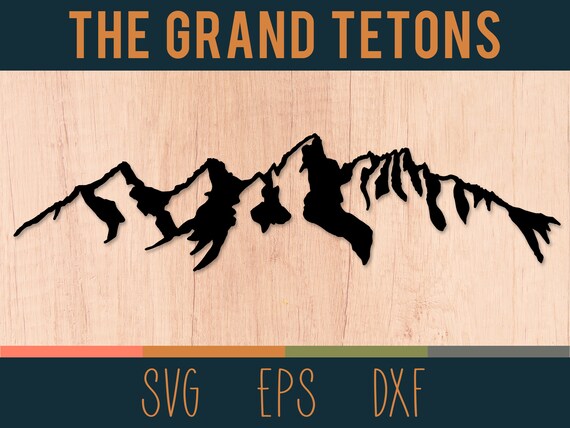 Teton Mountain Outline SVG Digital Cut File for Silhouette | Etsy UK