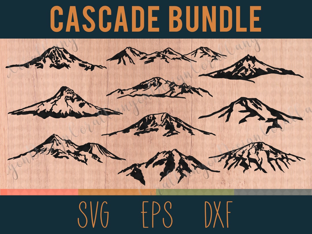 21 Cascade Peaks SVG Bundle | Digital Cut Files | Rainier, Shasta, Twin ...