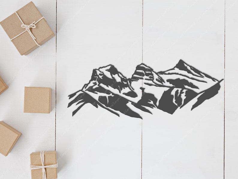 Three Sisters Mountains, Alberta SVG Outline | Digital Cut File ...