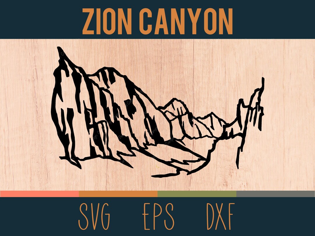 Zion Canyon SVG Outline | Digital Cut File | Zion National Park, Utah ...
