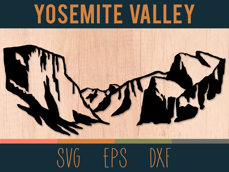 Yosemite Valley Outline | SVG Digital Cut File | Silhouette of National ...