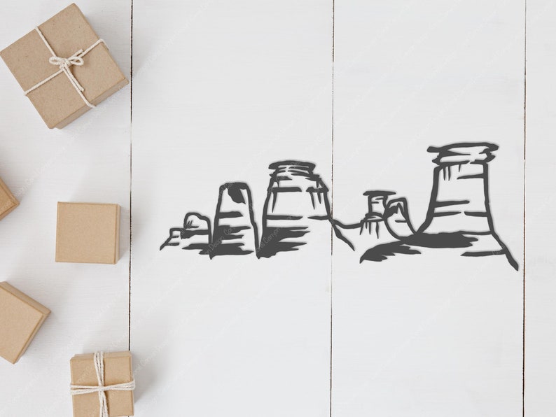 Drumheller Hoodoos SVG Outline | Digital Cut File | Badlands of Alberta ...