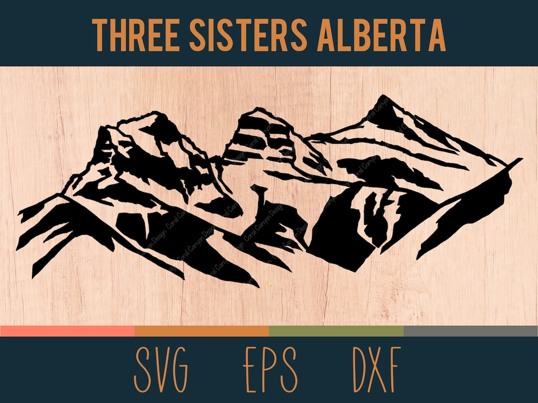Three Sisters Mountains, Alberta SVG Outline | Digital Cut File ...
