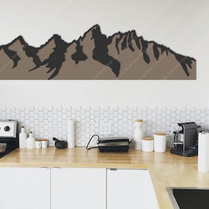 Layered Grand Tetons Mountain Outline SVG Digital Cut File Two Layers ...