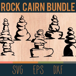 Rock Cairn SVG Bundle Digital Cut Files Bundle of 5 Unique Stacked ...
