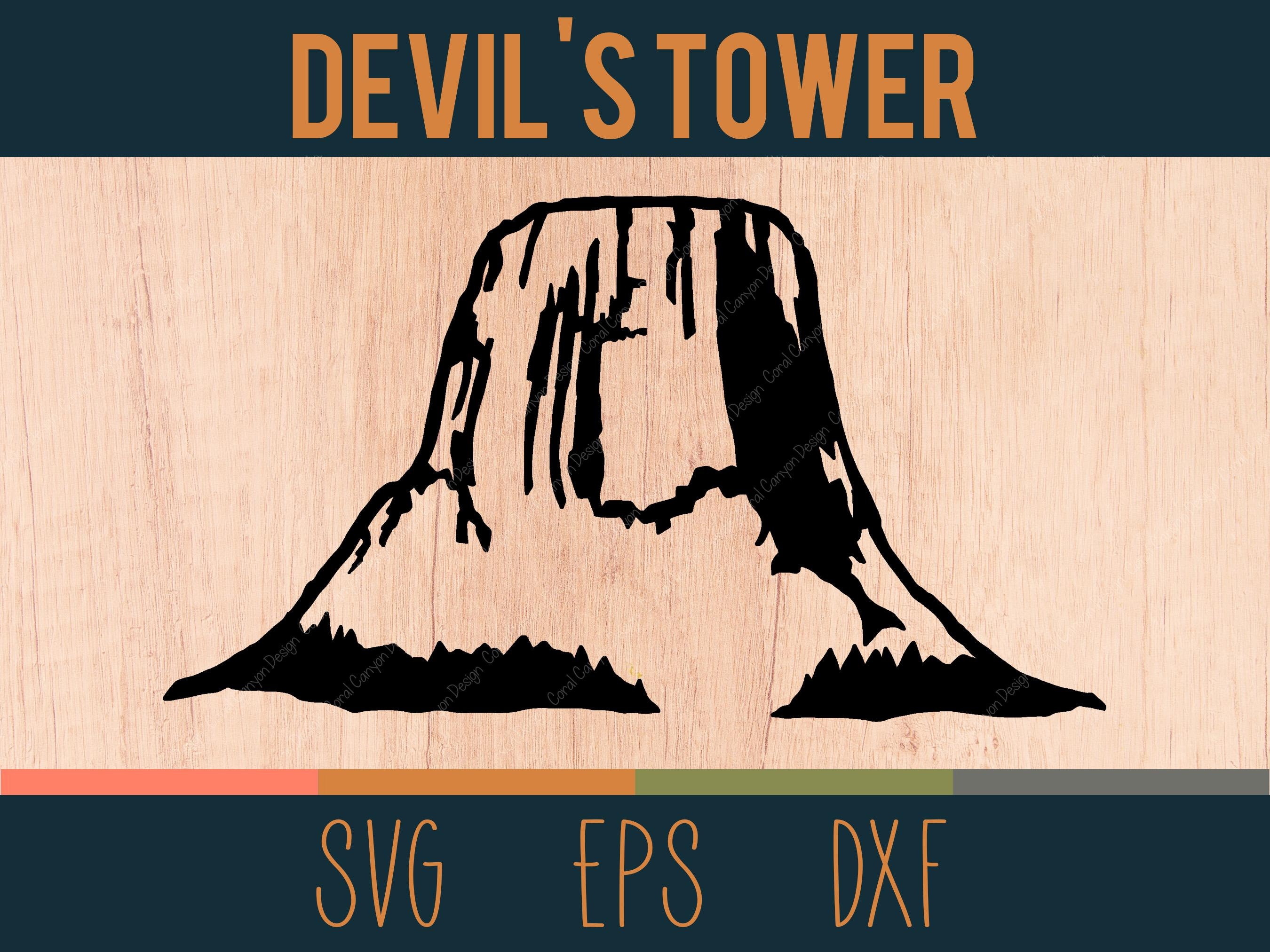 Devil's Tower SVG Outline Digital Cut File Devil's - Etsy