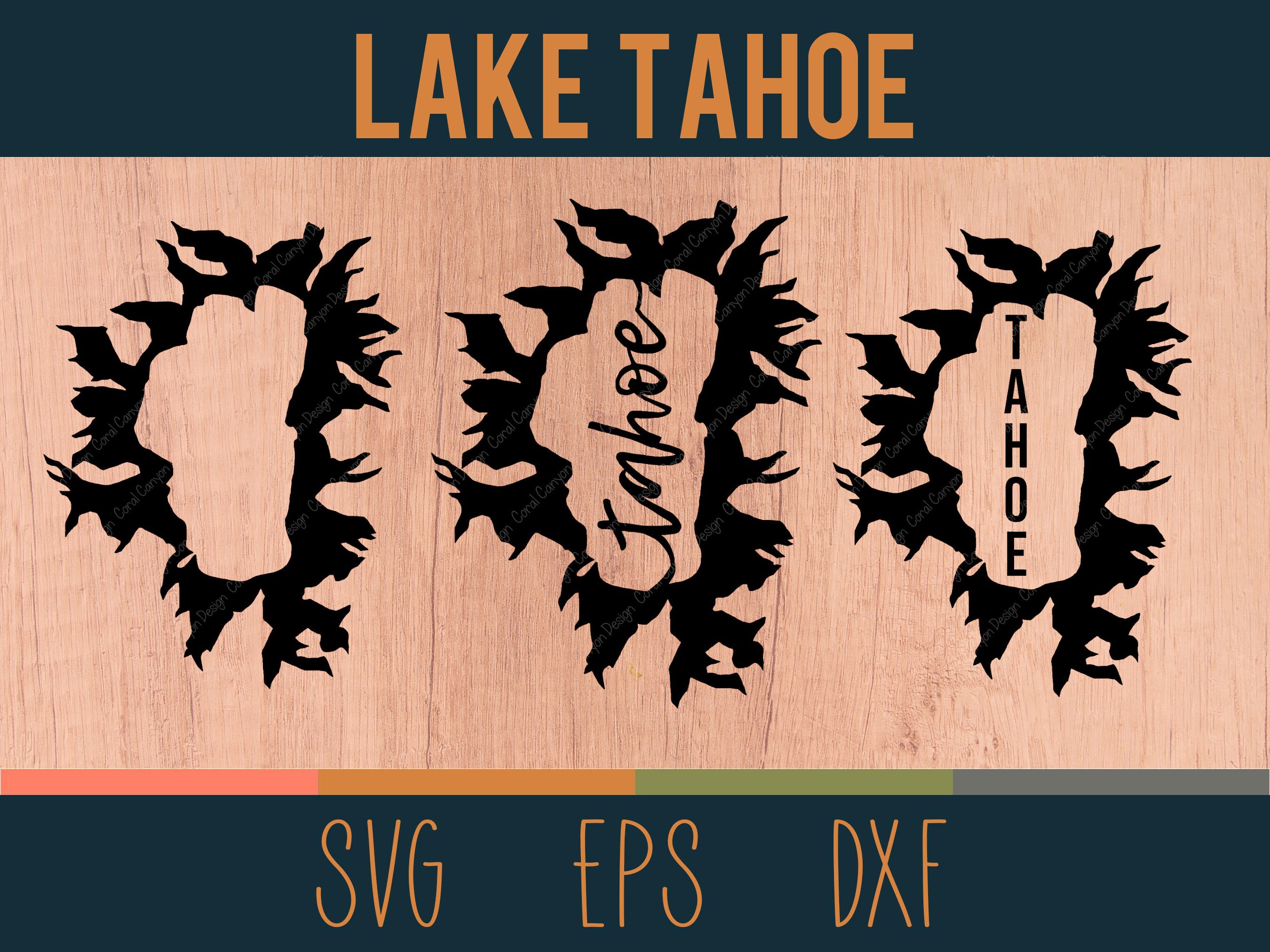 Lake Tahoe Outline SVG Digital Cut Files | Sierra Nevada Range of ...