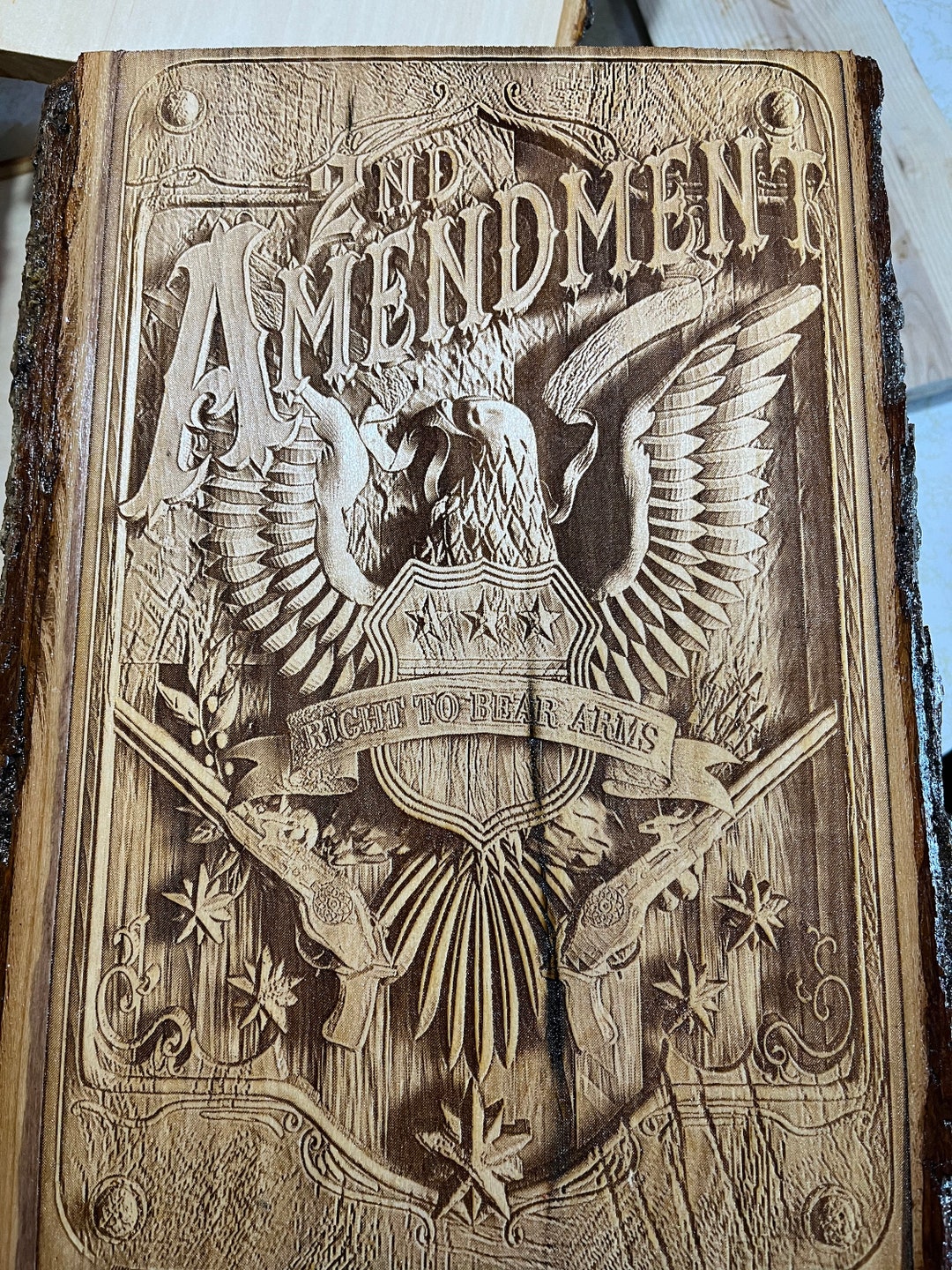 2nd Amendment Live Edge Wall Plaque, Rustic Farmhoue Vibe, Mancave ...