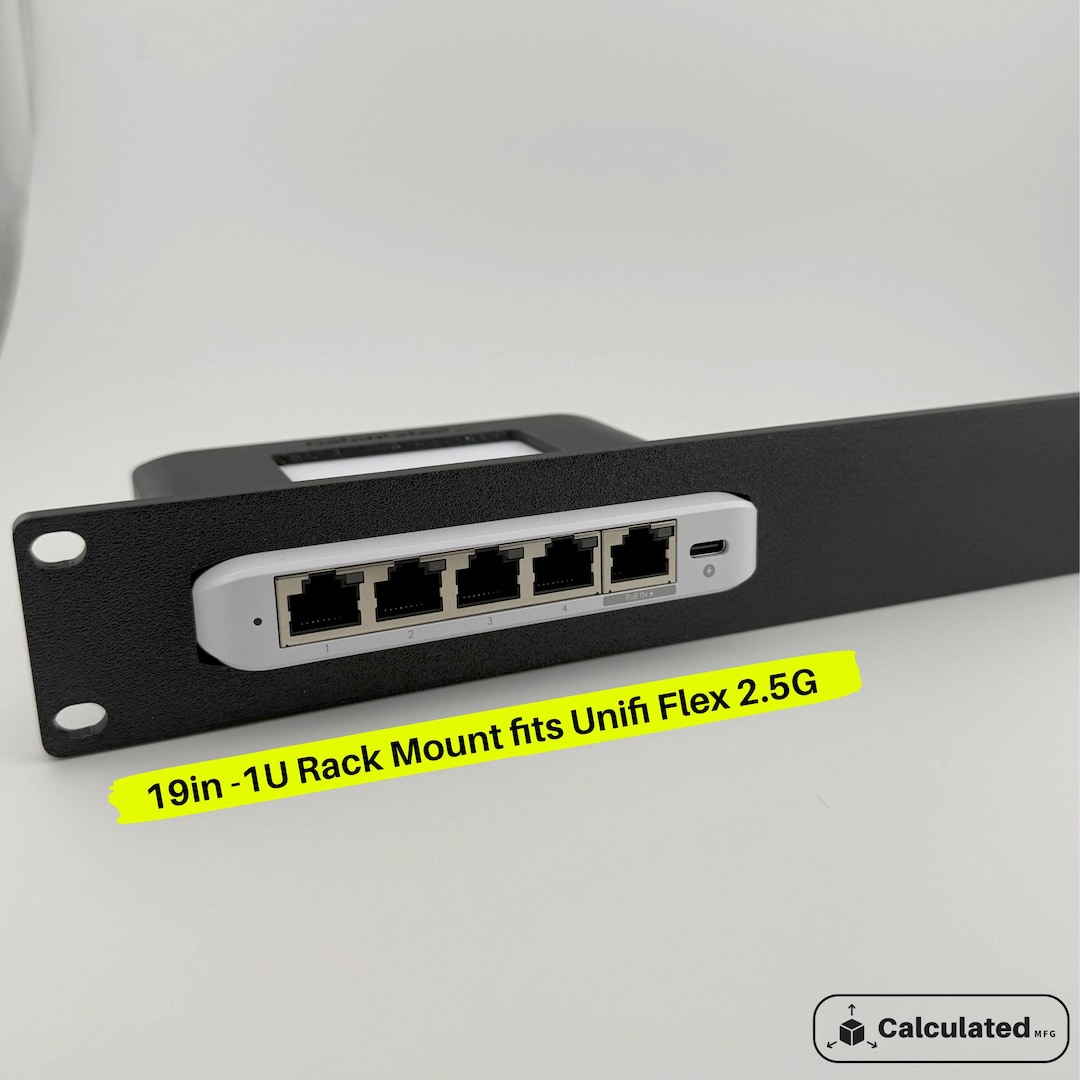 19in - 1u Rack Mount Fits Unifi Flex Mini 2.5G-5 - Secure 1U Network ...