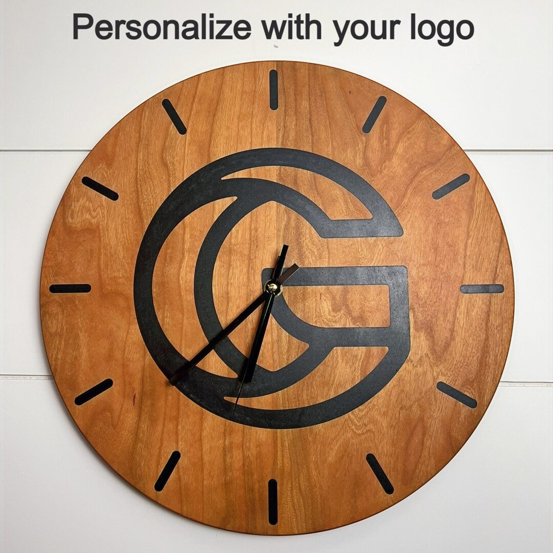 Custom Logo Epoxy Resin Clock, Custom Branded Solid Hardwood Clock With ...