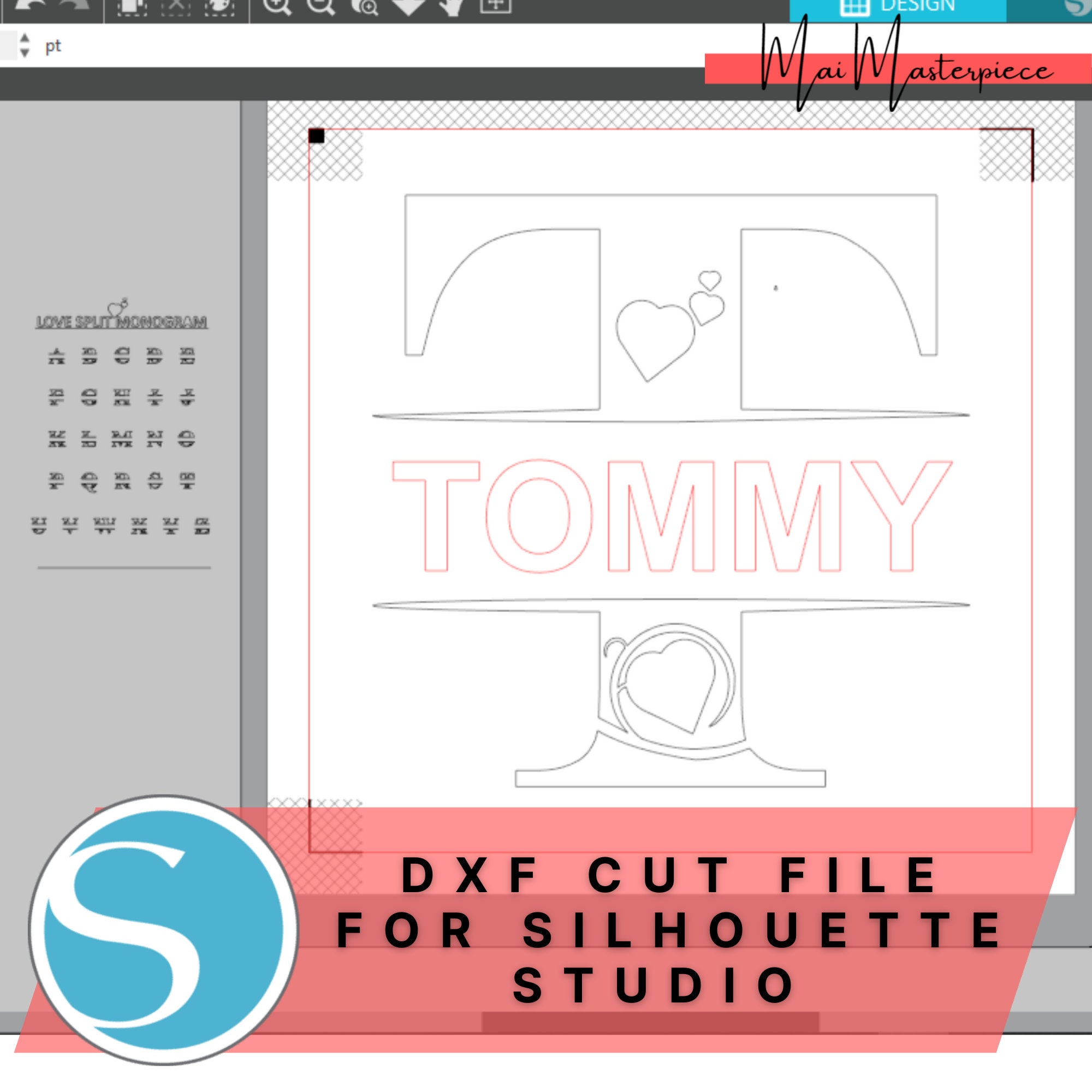 Split Monogram Cricut Silhouette Studio SVG DXF PNG Love Theme - Etsy