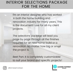 Interior Finishes Selections Package - Home Renovation, New Home Build ...