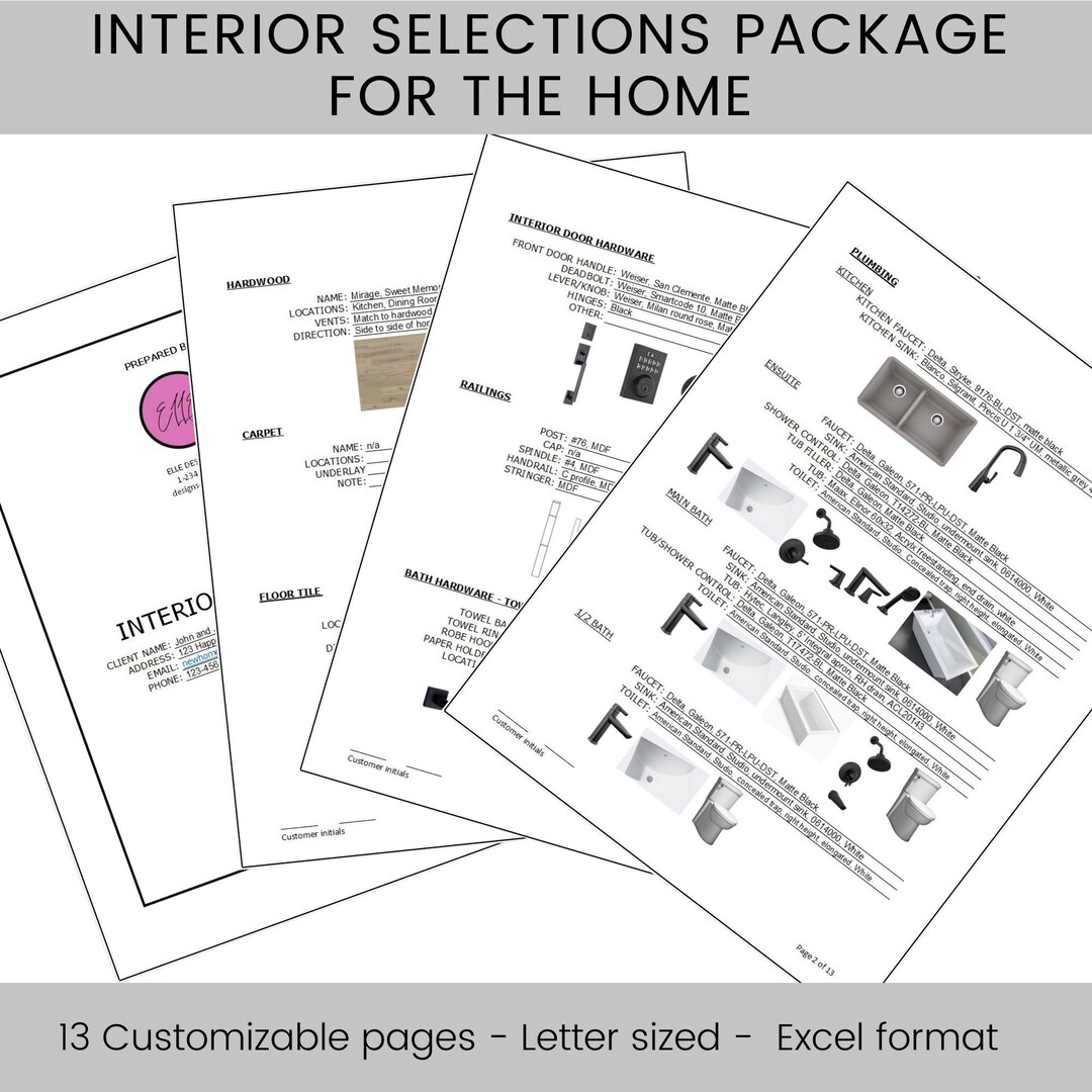 Interior Finishes Selections Package - Home Renovation, New Home Build ...