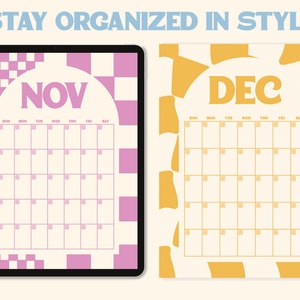 Checkerboard Monthly Digital Calendar Printable & Undated Calendar Good ...