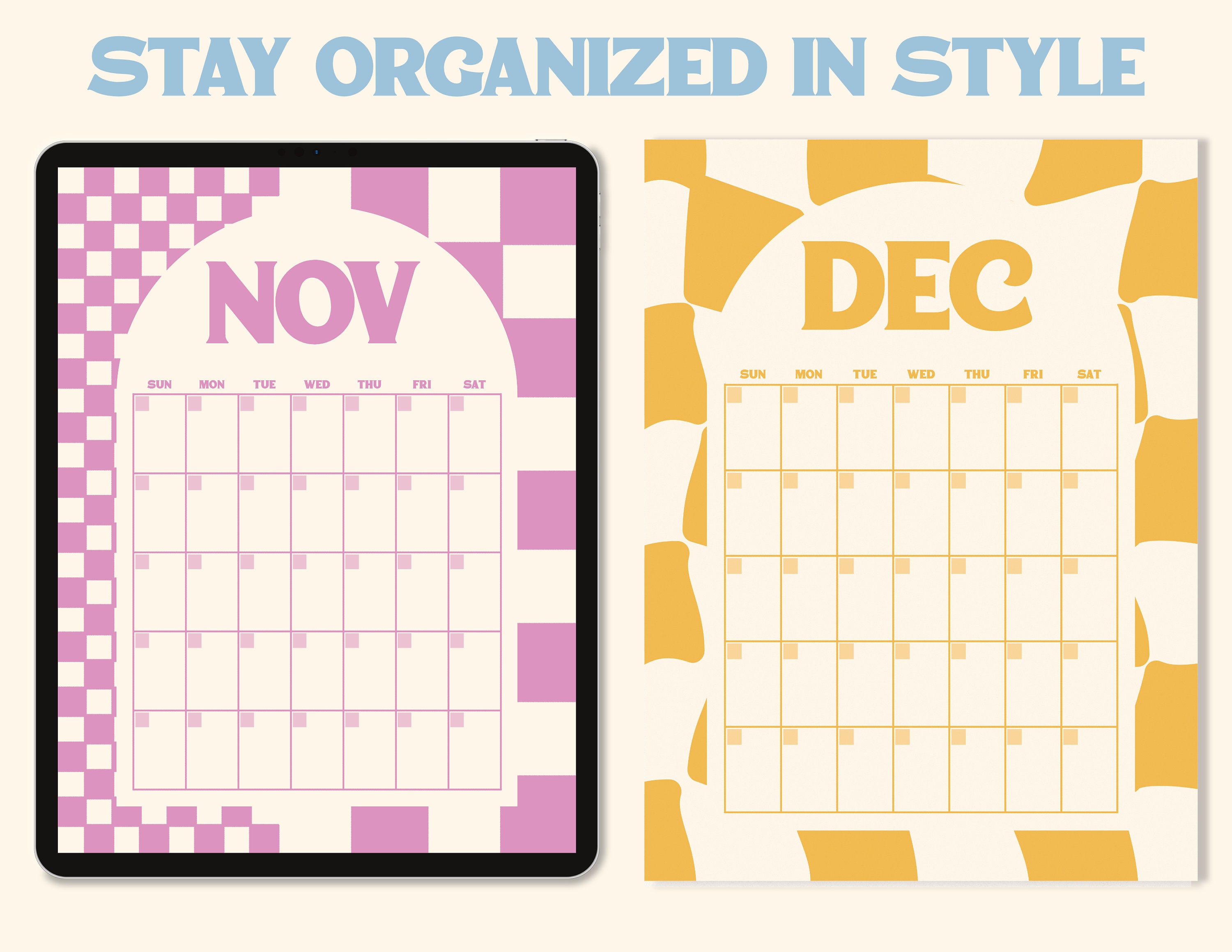 Checkerboard Monthly Digital Calendar | Printable & Undated Calendar ...