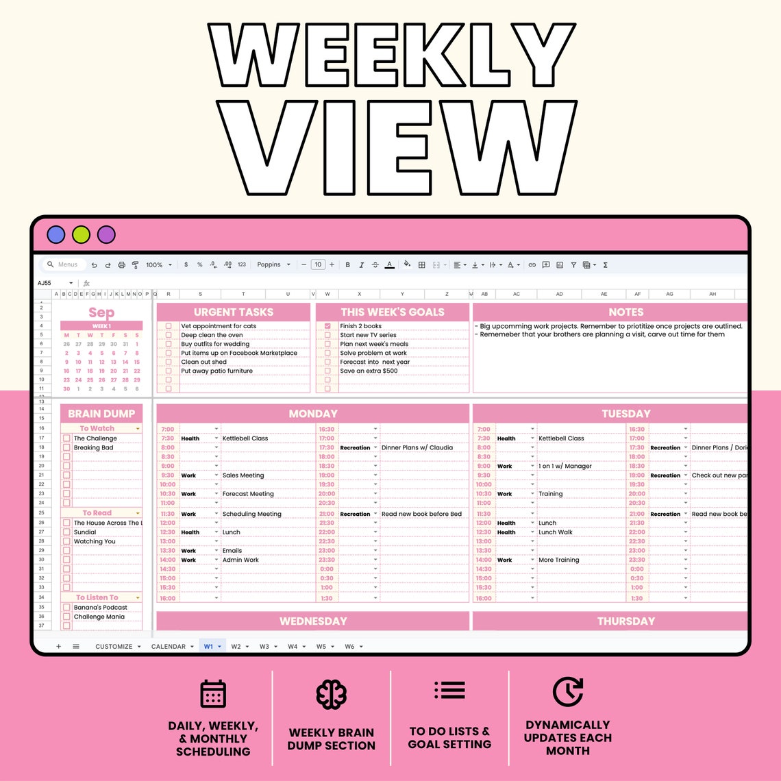 Custom Google Sheets Planner 2024 | Editable Digital Calendar With ...