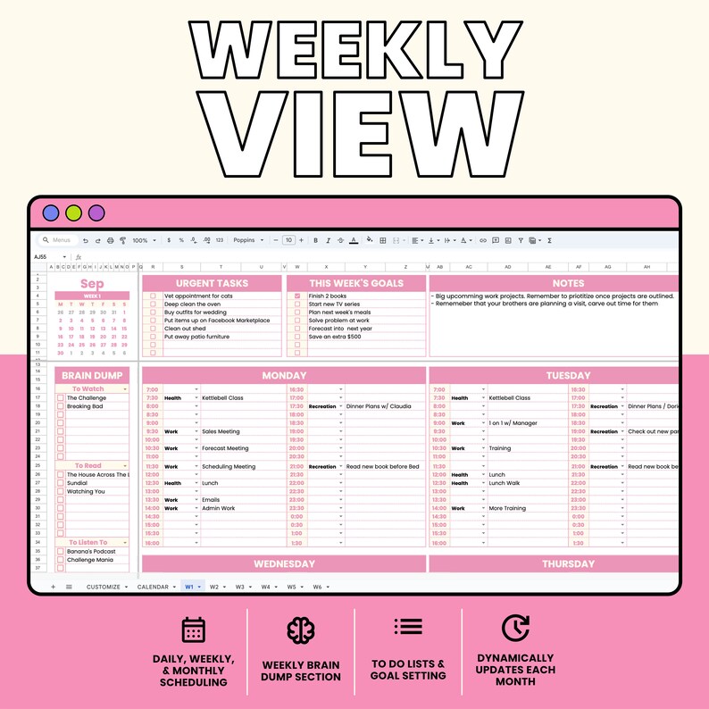 Custom Google Sheets Planner 2024 | Editable Digital Calendar With ...