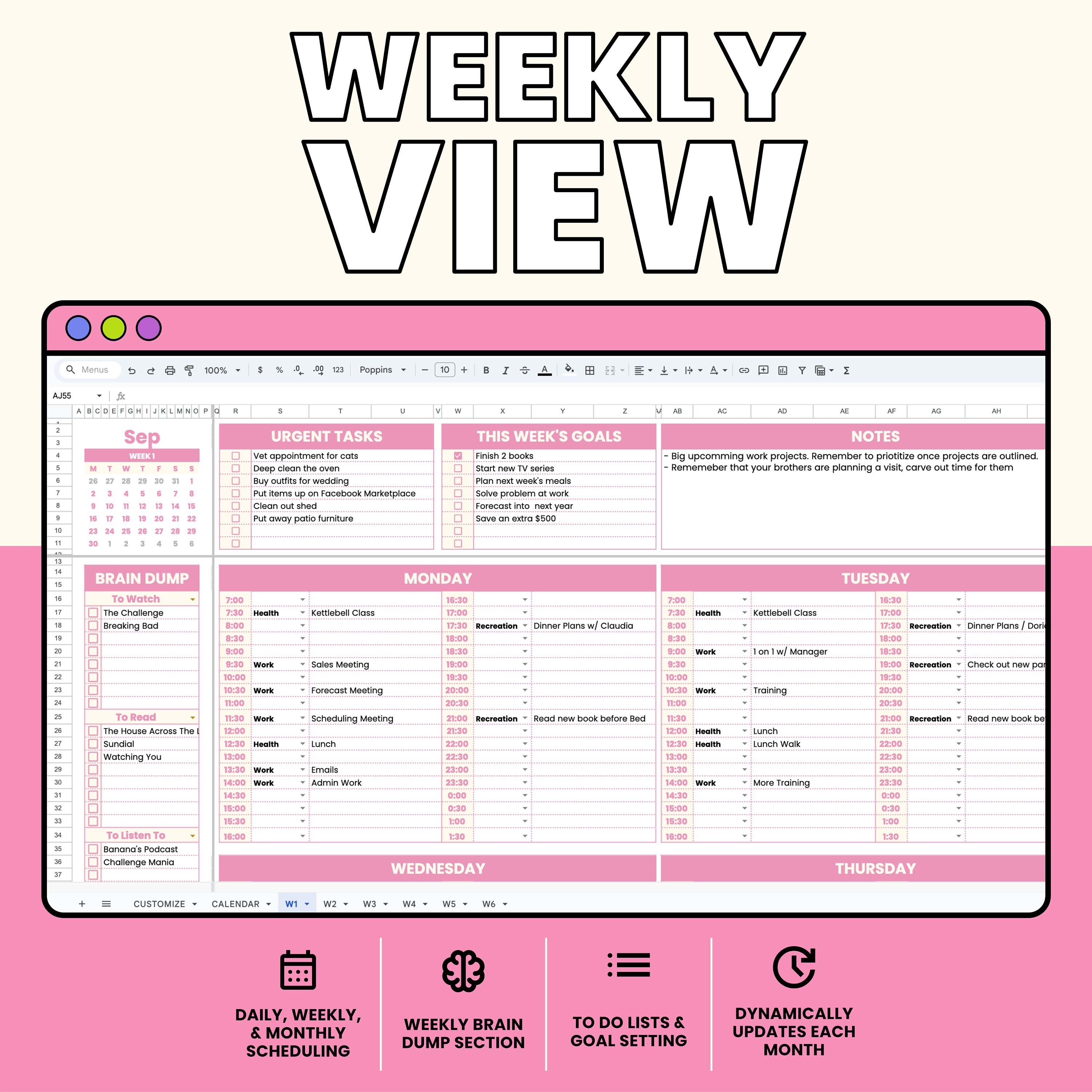 Custom Google Sheets Planner 2024 | Editable Digital Calendar With ...