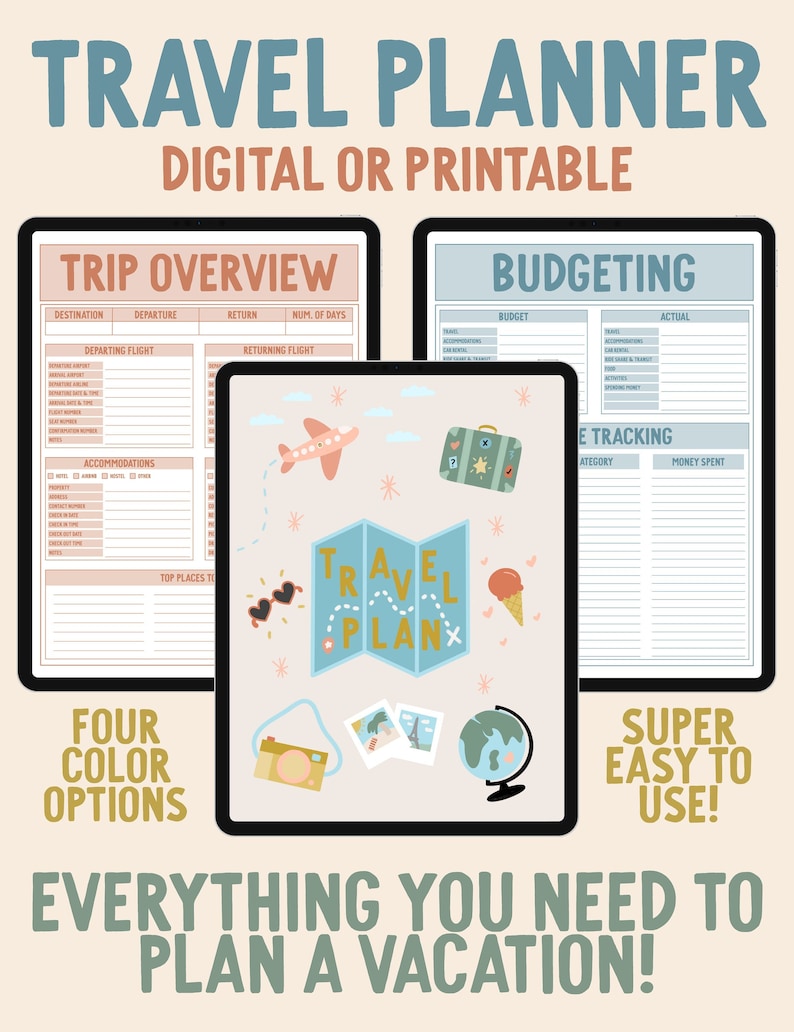 Printable Vacation Planner Digital Vacation Itinerary Planner Printable ...