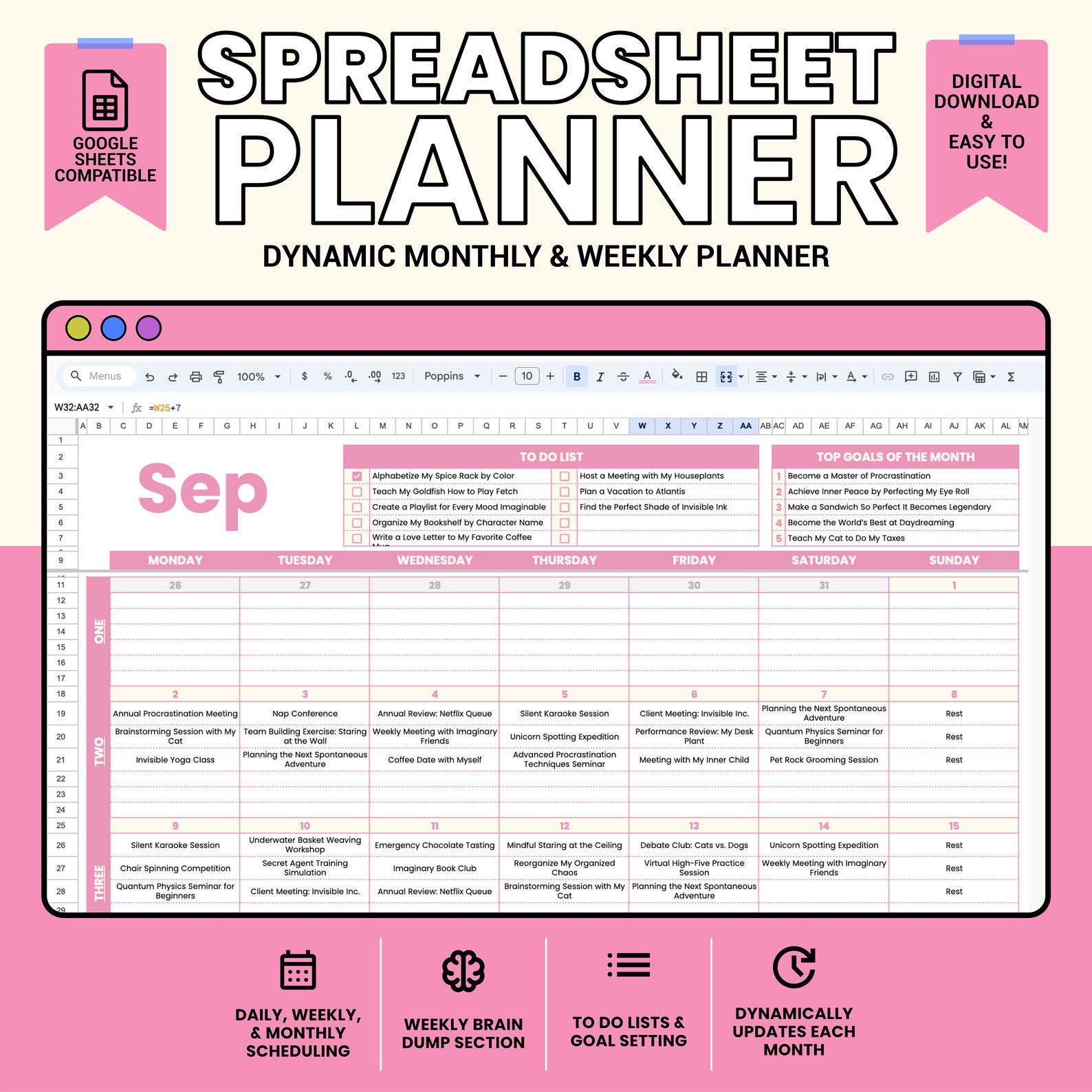 Custom Google Sheets Planner 2024 | Editable Digital Calendar With ...