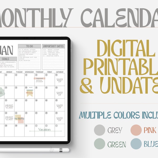 Digital Calendar - Etsy