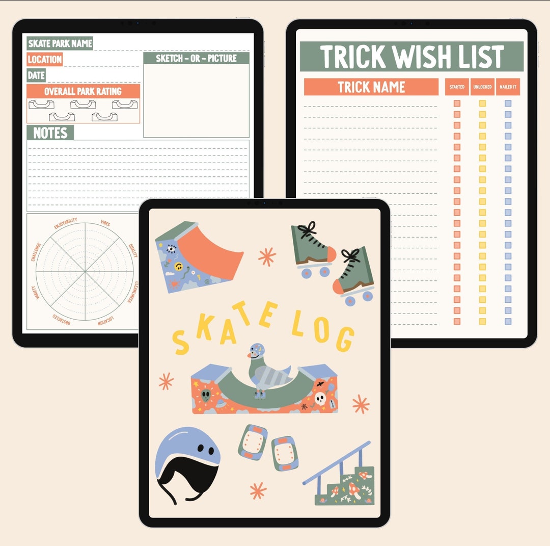 Skate Park Log - Digital Roller Skate Journal - PDF With Good Notes ...