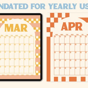 Checkerboard Monthly Digital Calendar Printable & Undated - Etsy